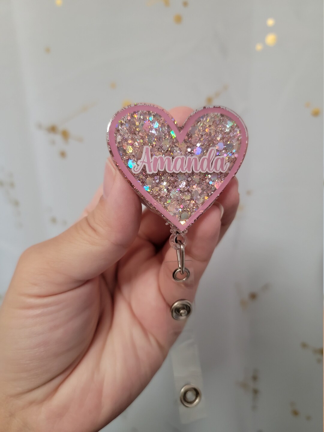 Personalized Heart Shaped Badge Reel - Etsy