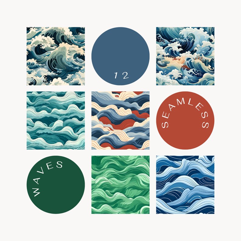 12 Repeatable Wave Patterns, Seamless Pattern, Digital Download ...
