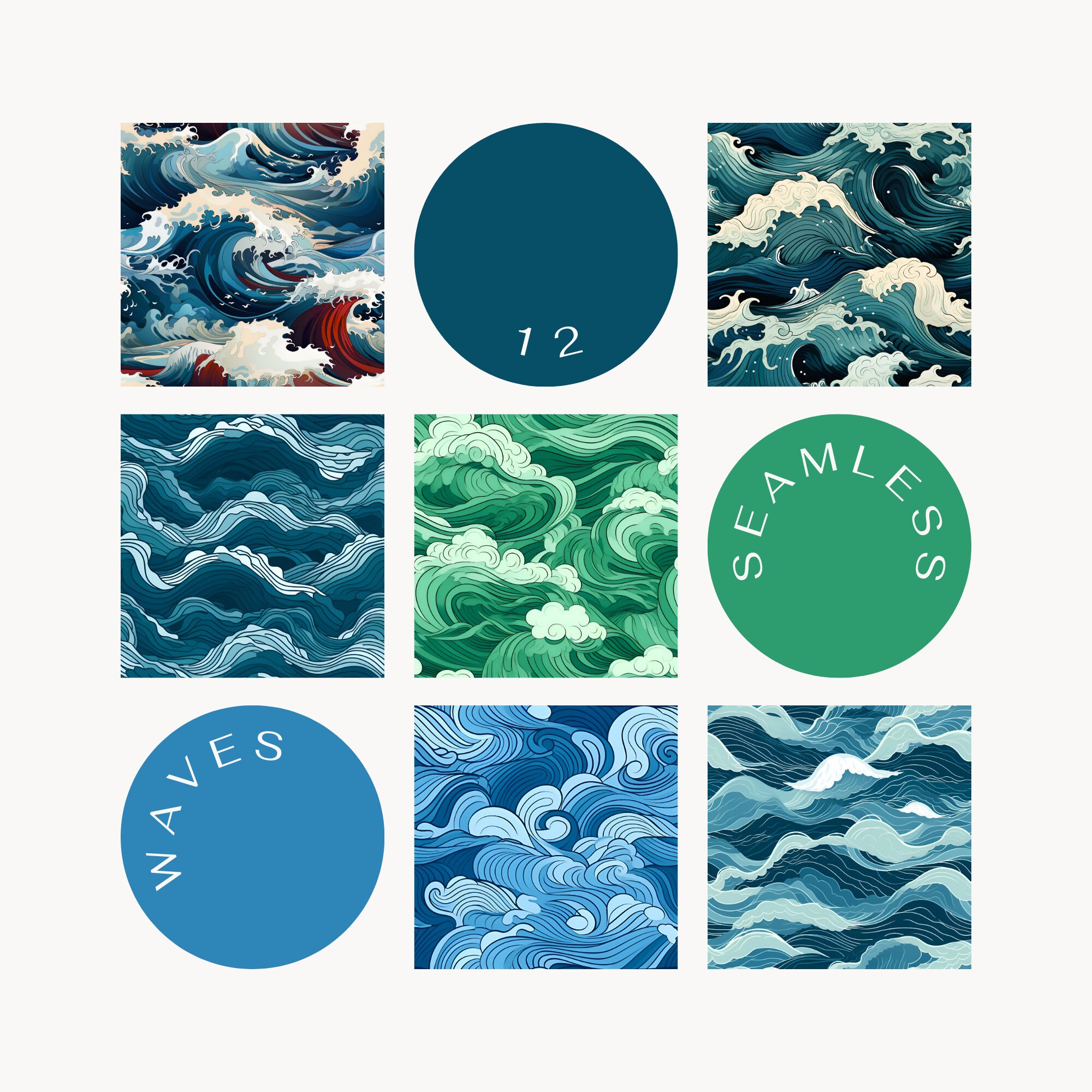 12 Repeatable Wave Patterns, Seamless Pattern, Digital Download ...