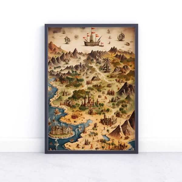 Antique Wall Map - Etsy