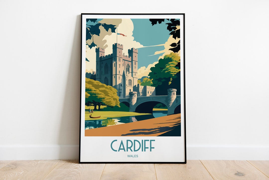 Cardiff Wales Travel Print Wall Art Cardiff Castle Wales Travel Poster ...