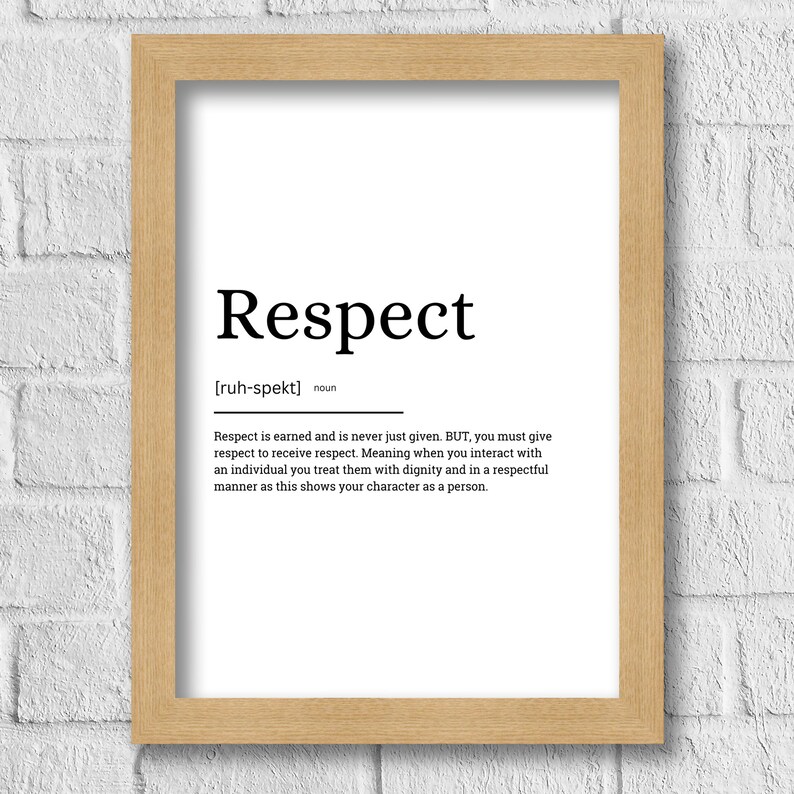 Respect Definition Print Wall Art Prints Quote Print Wall - Etsy