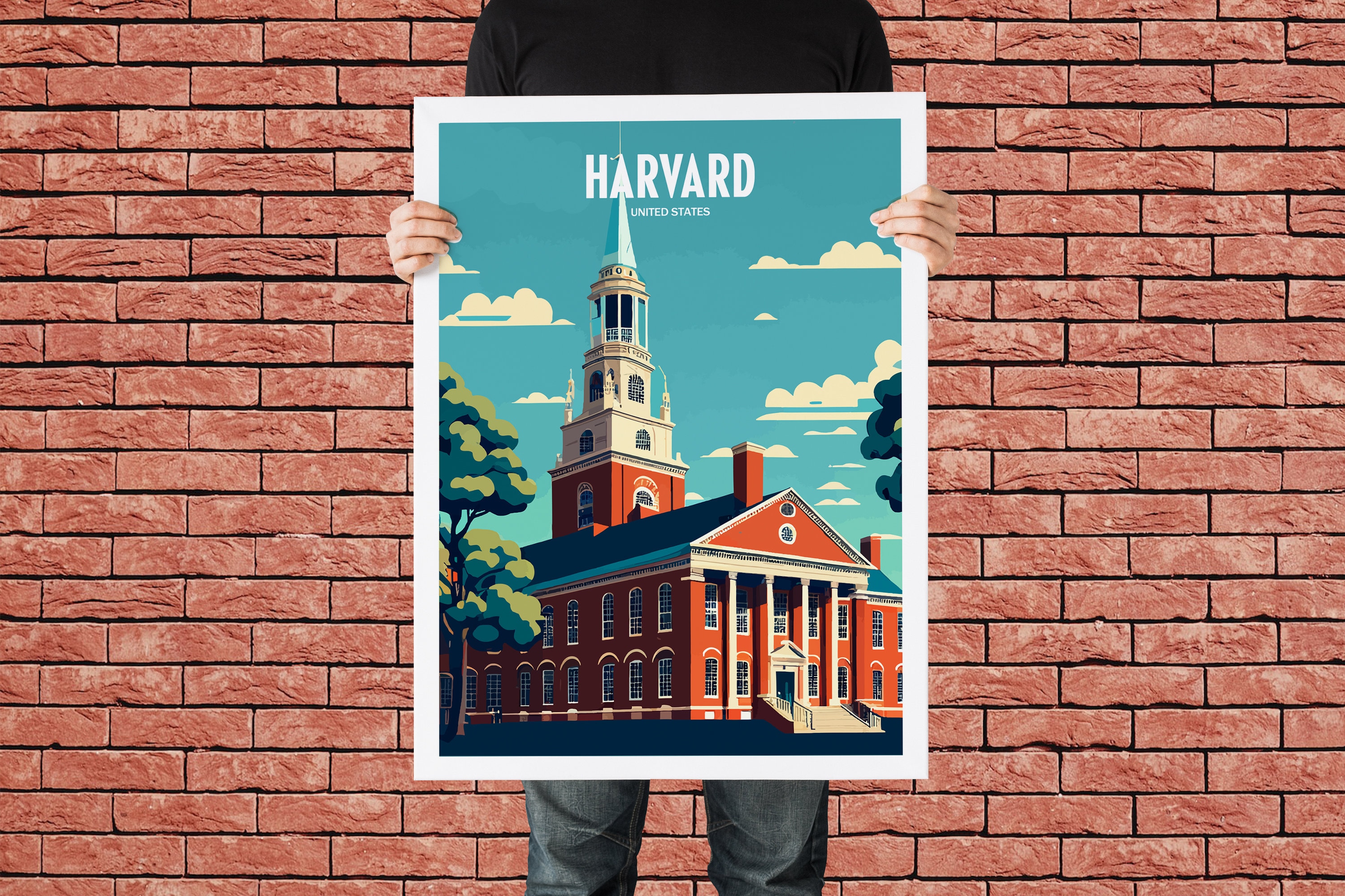 Harvard University Travel Print Cambridge Travel Art - Etsy