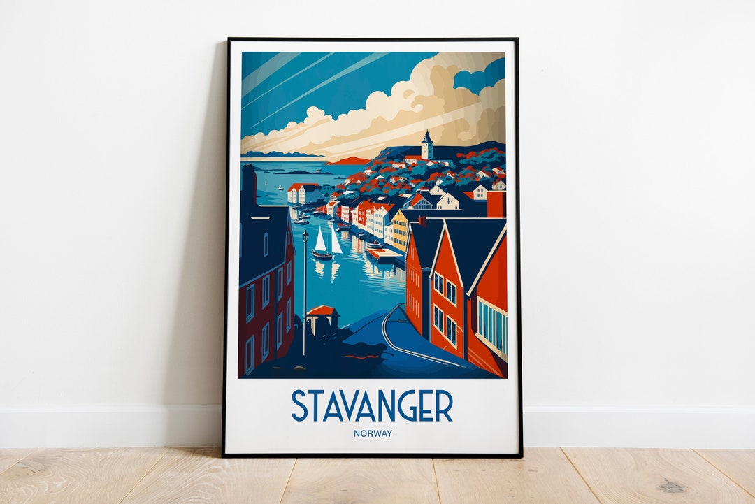 Stavanger Travel Print Wall Art Stavanger Norway Wall Hanging Home ...