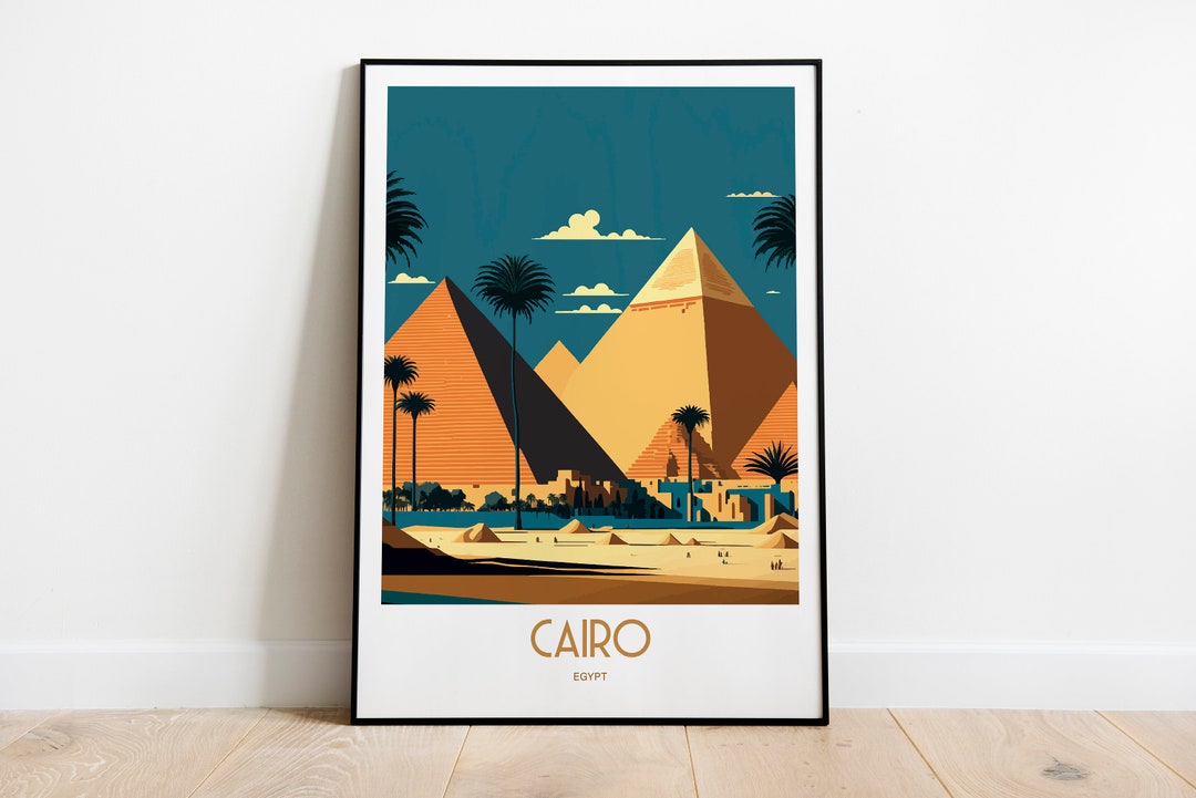 Cairo Egypt Pyramid Travel Print | Pyramids of Giza Travel Art | Egypt ...