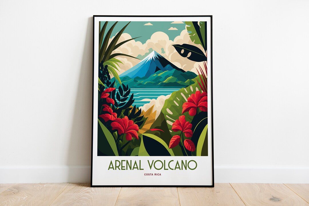 Arenal Volcano Travel Print | Costa Rica Travel Art | Arenal Volcano ...