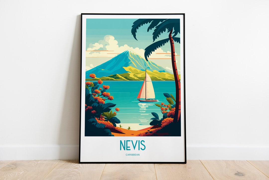 Nevis Print | Caribbean Poster | Nevis Caribbean | Caribbean Art ...