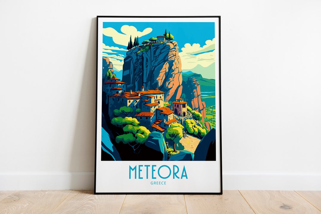 Meteora Travel Print Wall Art Meteora Greece Wall Hanging Home ...