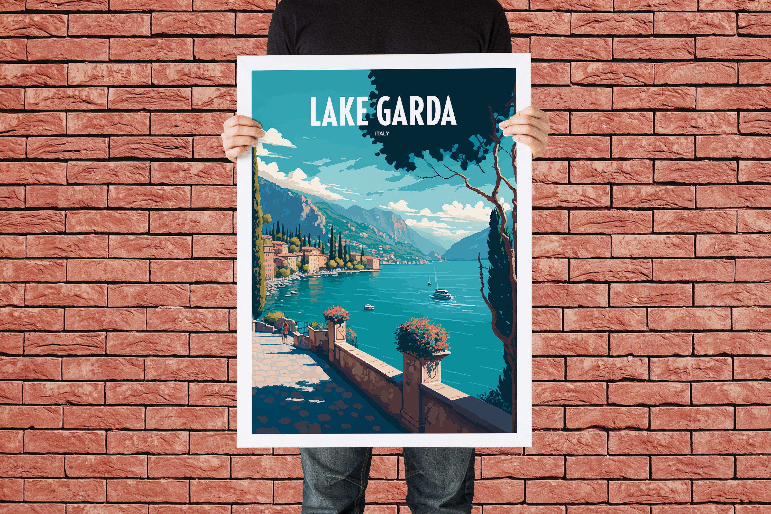 Lake Garda Italy Travel Print | Lake Garda Seaside Travel Art | Lake ...