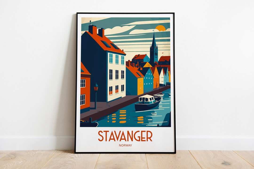 Stavanger Travel Print Wall Art Stavanger Norway Wall Hanging Home ...