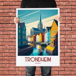 Trondheim Travel Print Wall Art Trondheim Norway Wall Hanging Home ...