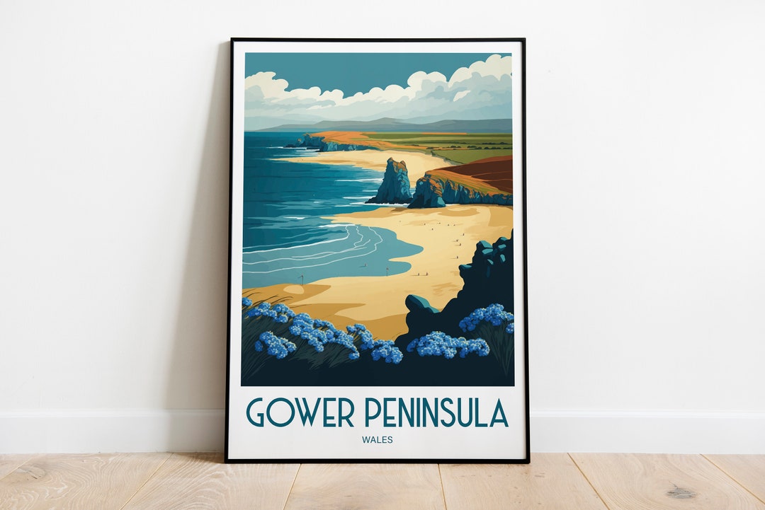 Gower Peninsula Travel Print Wall Art Gower Peninsula Travel Poster ...