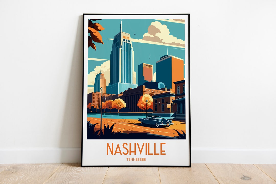 Nashville Tennessee Travel Poster for Nashville Birthday Gift for ...