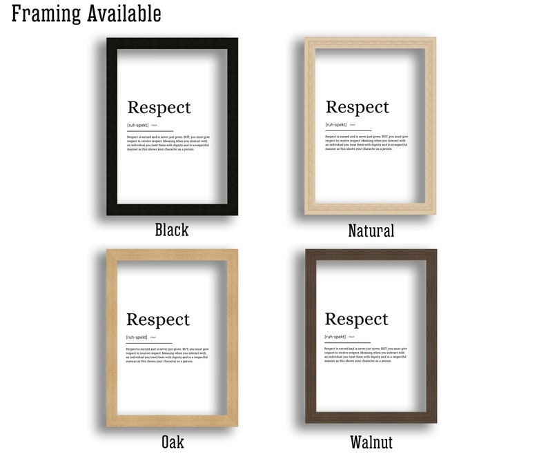 Respect Definition Print Wall Art Prints Quote Print Wall - Etsy