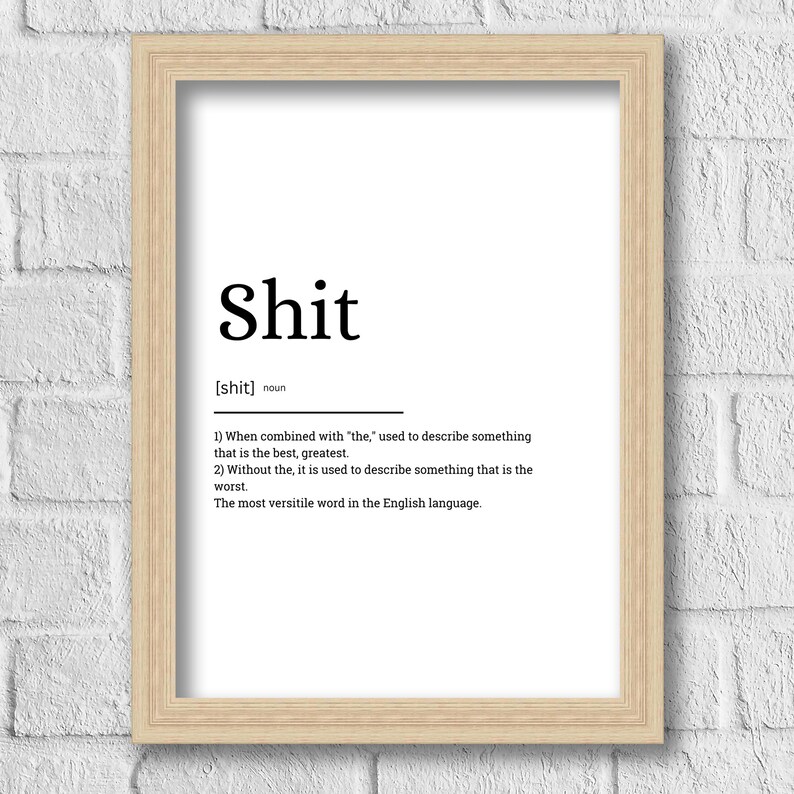 Swear Word Definition Print, Wall Art Prints, Quote Print, Wall Decor ...