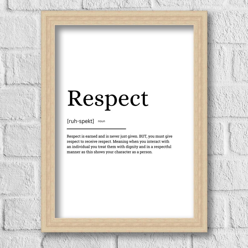 Respect Definition Print Wall Art Prints Quote Print Wall - Etsy