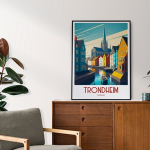 Trondheim Travel Print Wall Art Trondheim Norway Wall Hanging Home ...