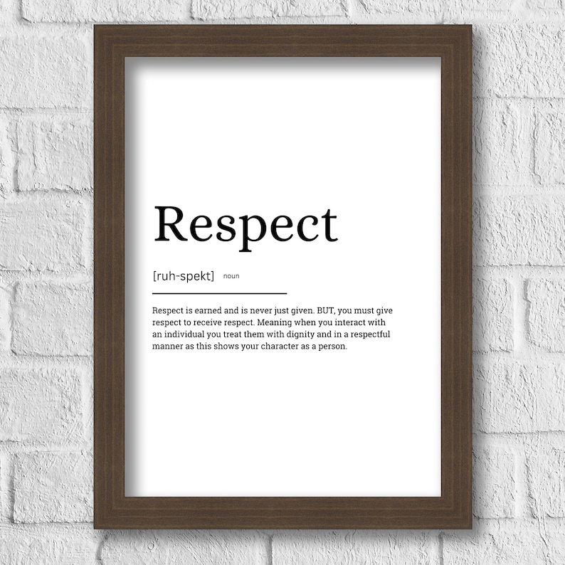 Respect Definition Print Wall Art Prints Quote Print Wall - Etsy