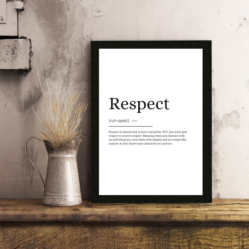 Respect Definition Print, Wall Art Prints, Quote Print, Wall Decor ...