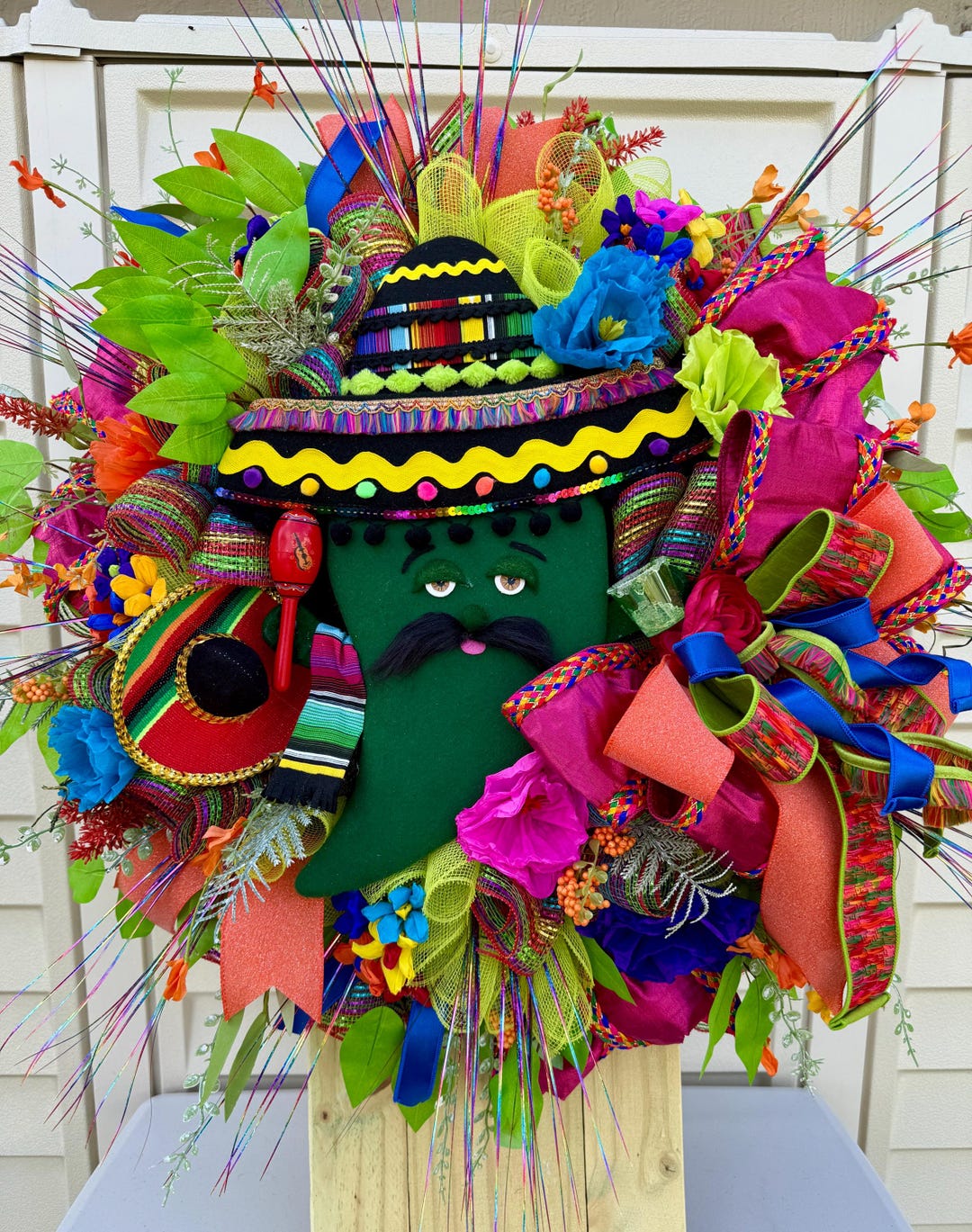 Fiesta Wreath, Cinco De Mayo Door Decor, Mexican Party Decoration ...