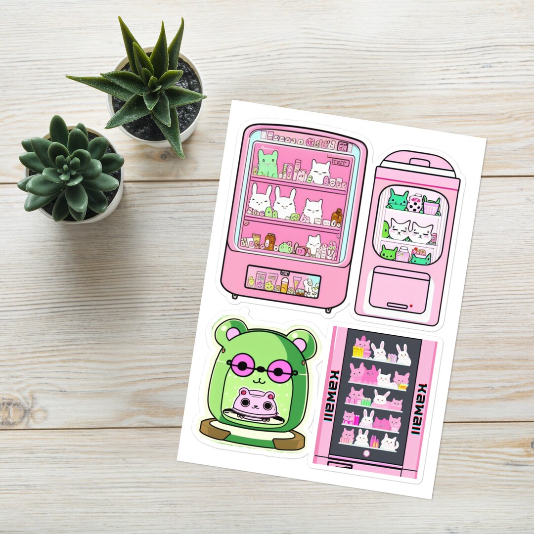 Cute Kawaii Style Picture Vending Machine Sticker Sheet - Etsy
