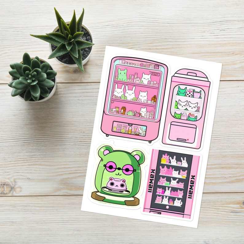 Cute Kawaii Style Picture Vending Machine Sticker Sheet - Etsy