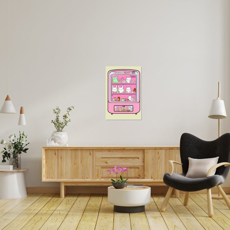 Kawaii Bunny Vending Machine Poster on Vertical Matte Poster - Etsy