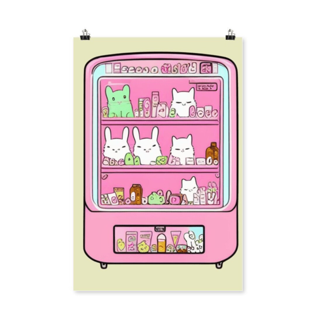 Kawaii Bunny Vending Machine Poster on Vertical Matte Poster - Etsy