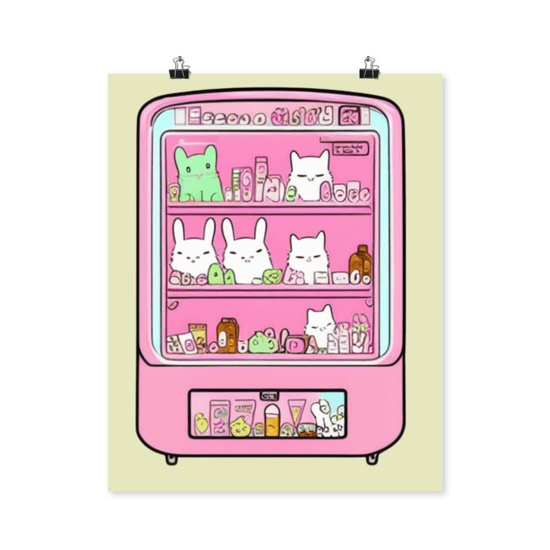 Kawaii Bunny Vending Machine Poster on Vertical Matte Poster - Etsy