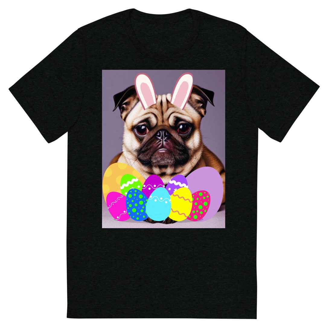 Hippie Hop Easter Pug With Eggs Short Sleeve T-shirt - Etsy