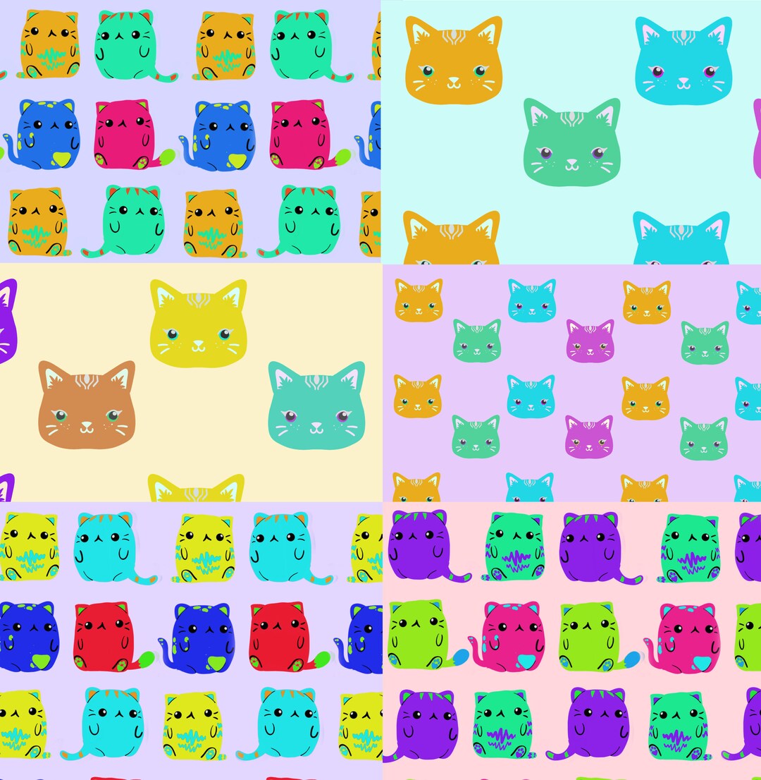 Cute Cat Digital Paper Png Format Digital Papers /scrapbook Papers ...