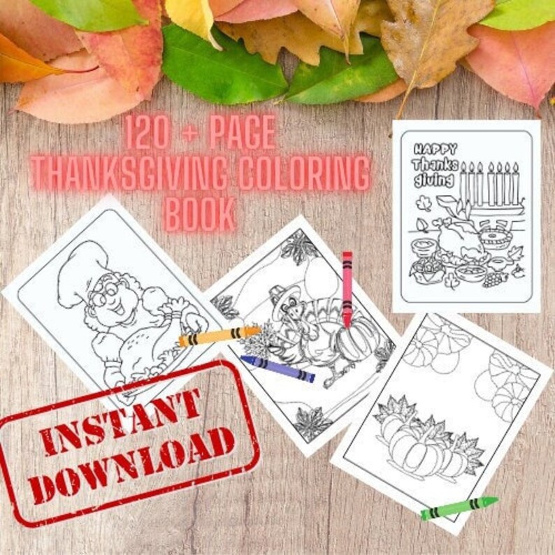 Digital 200 Page Thanksgiving Coloring Book - Etsy