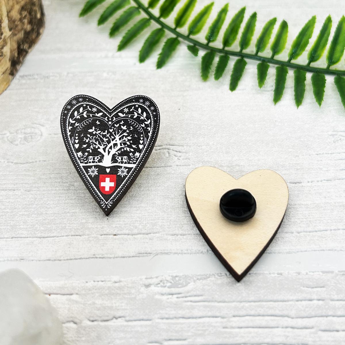 Swiss Papercut Heart Wooden Pin Badge - Etsy