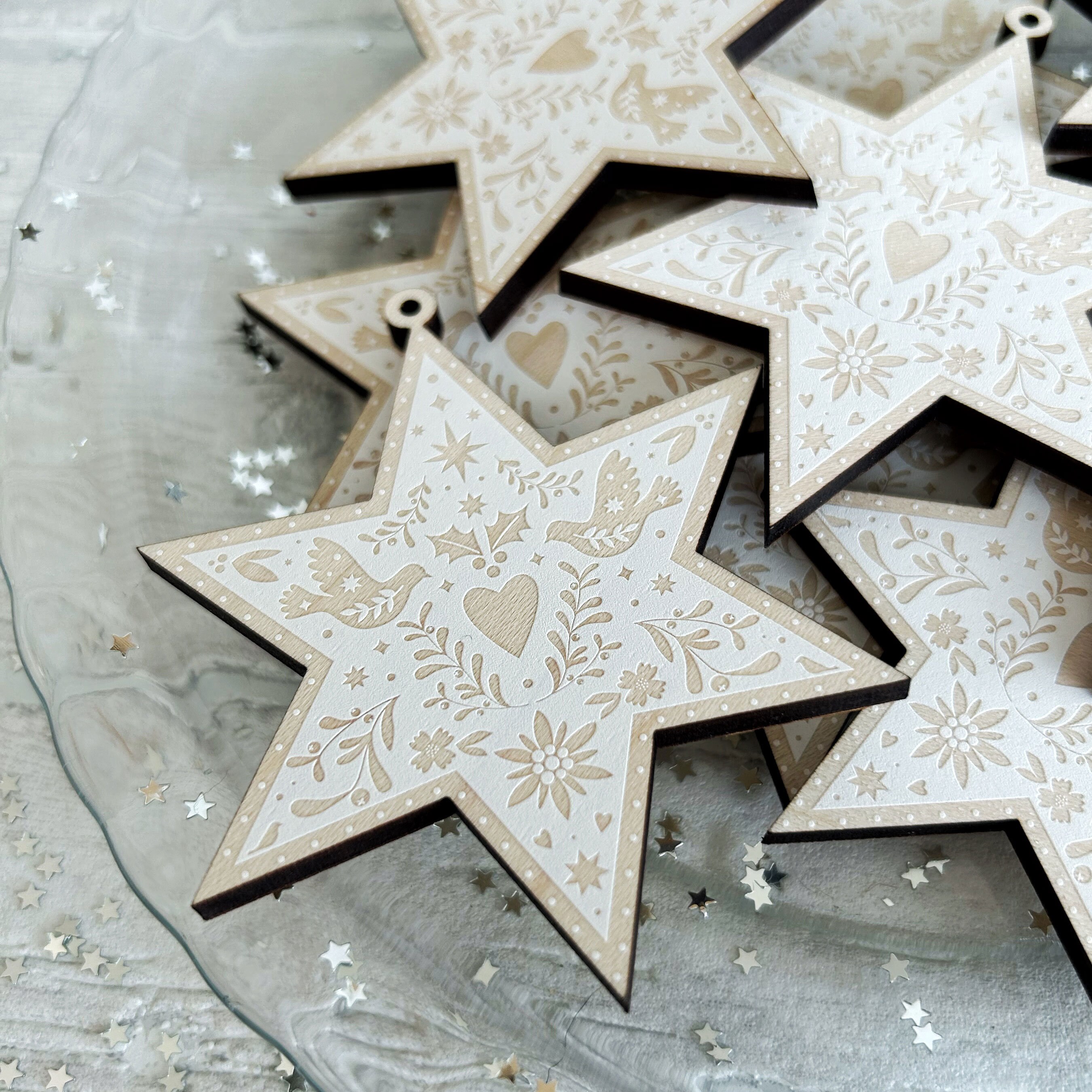 Papercut Star Wooden Decoration - Etsy