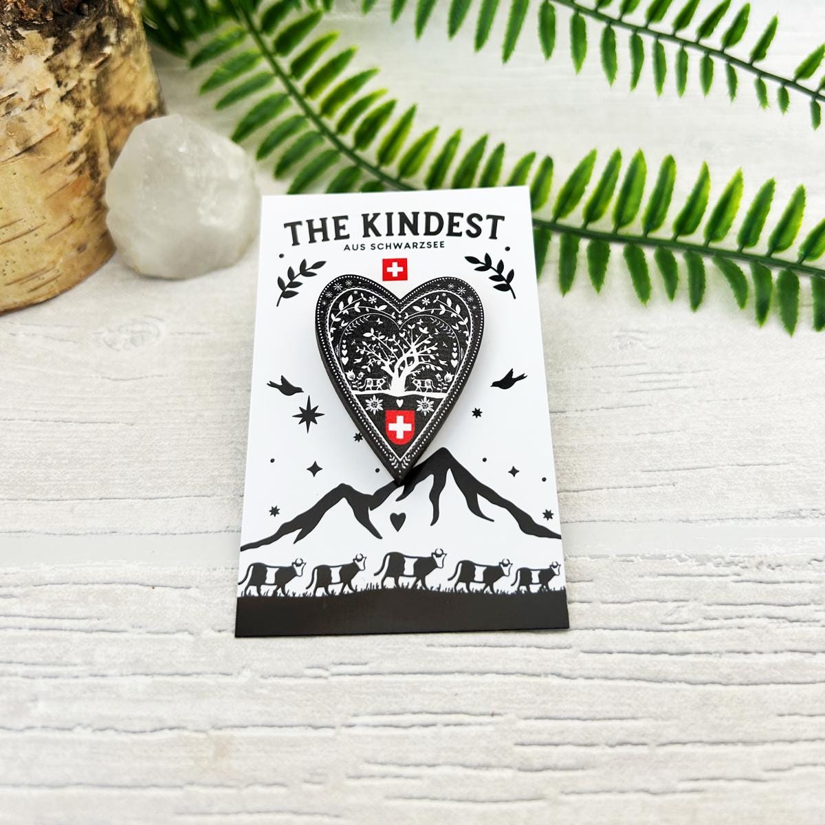 Swiss Papercut Heart Wooden Pin Badge - Etsy