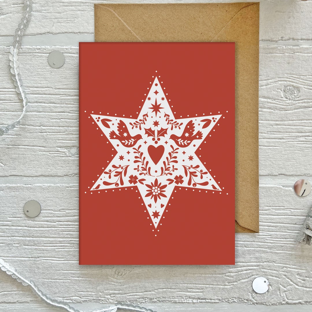 Papercut Star Christmas Card - Etsy
