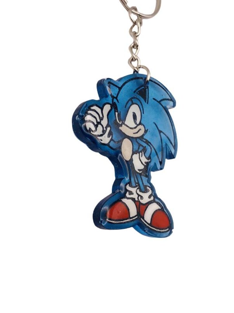 Sonic the Hedgehog Inspired Hand Painted Resin Keychain, Keyring ...