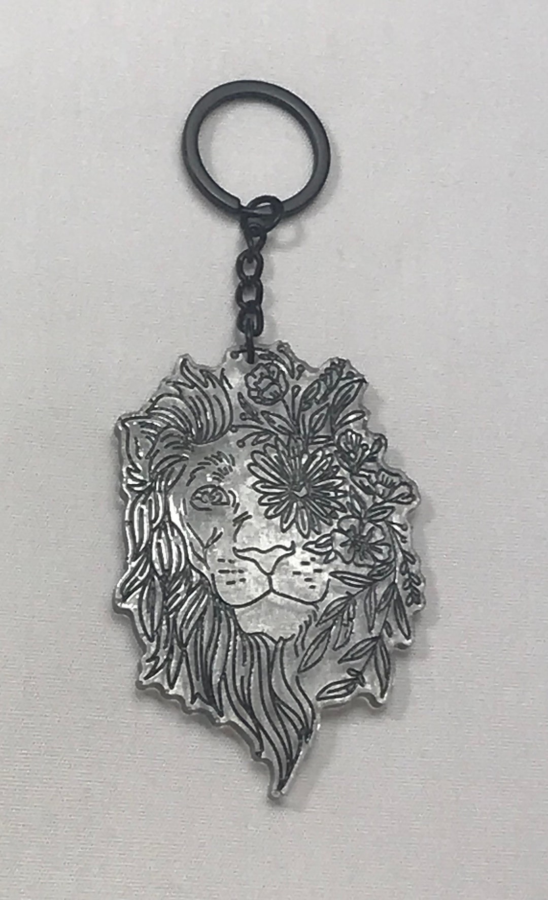 King of the Jungle, Lion Keychain, Leo, Zodiac, Flowers, Handmade Resin ...