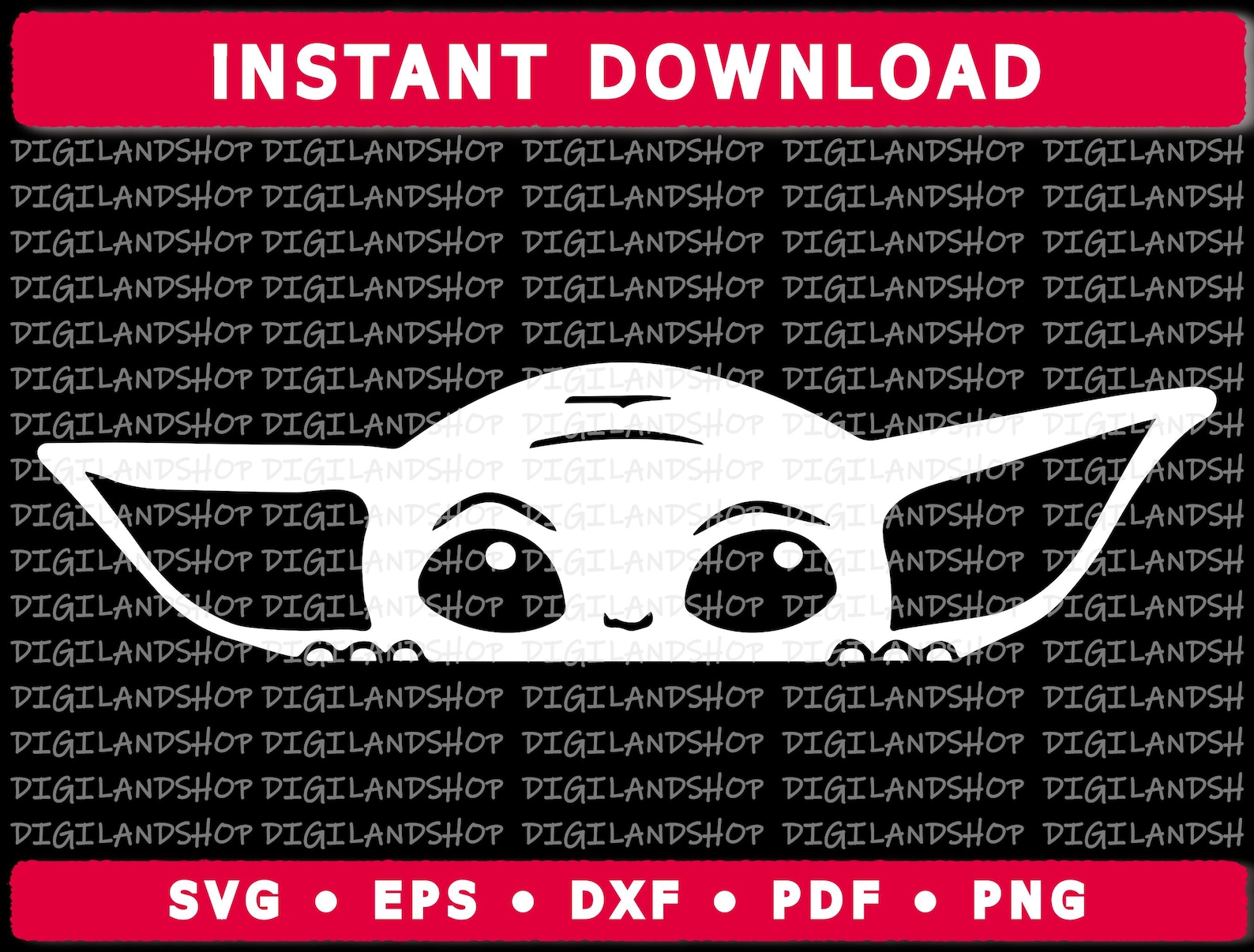 Baby Yoda Peeking Grogu SVG Outline Cricut Cut Files | Digital Vector ...