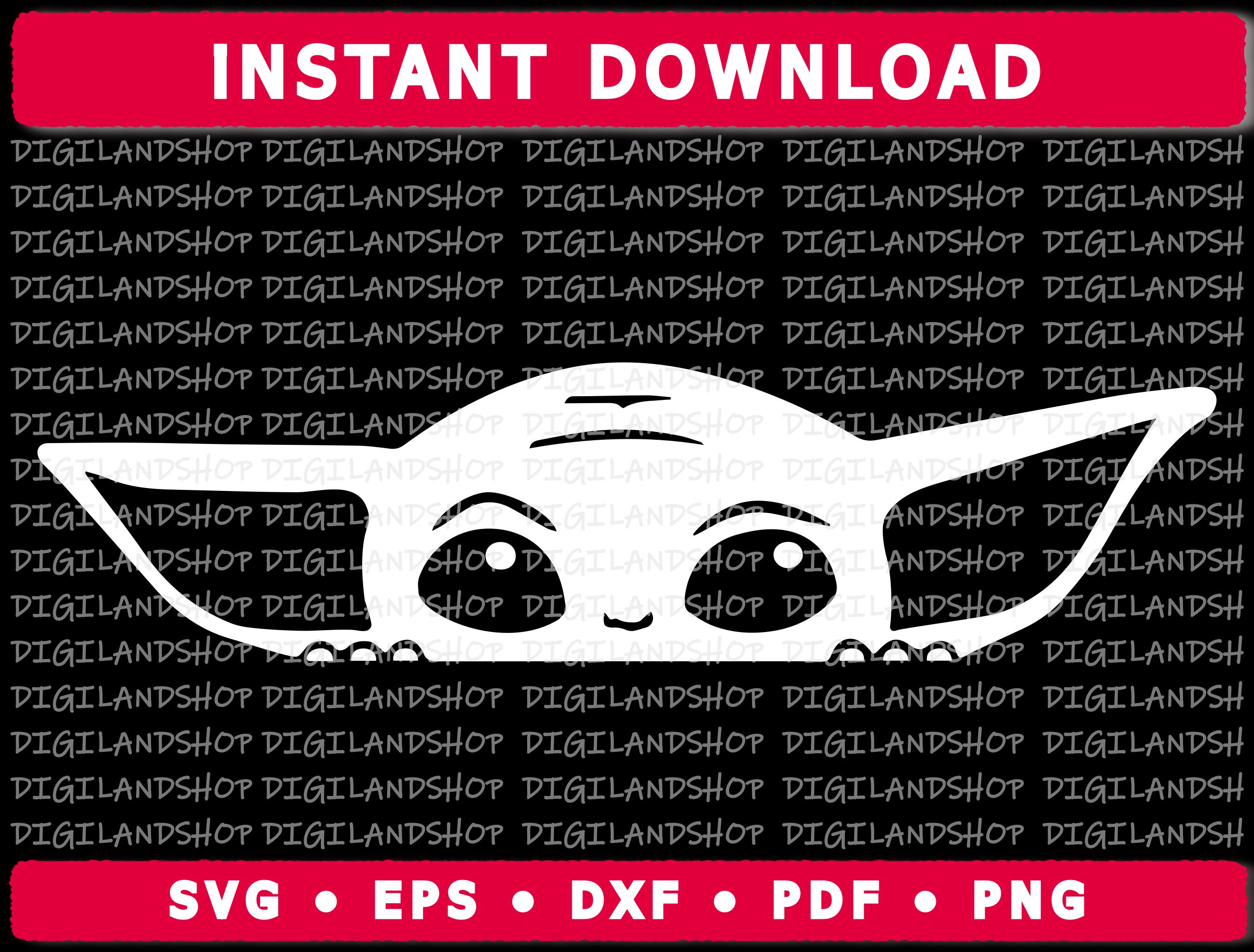 Baby Yoda Peeking Grogu SVG Outline Cricut Cut Files | Digital Vector ...