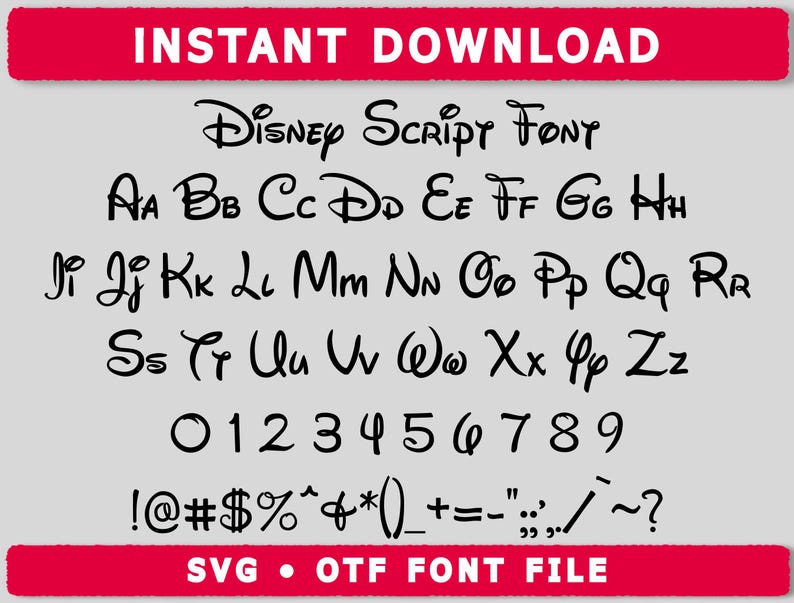Disney Font Script OTF SVG Cricut Cut Files Canva | Disney Clipart ...