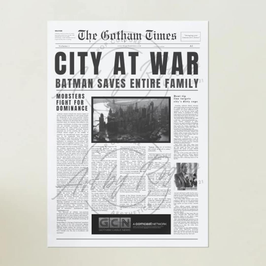 Gotham City Newspaper, Gotham City, DC, Batman, Gotham Times, the Dark ...