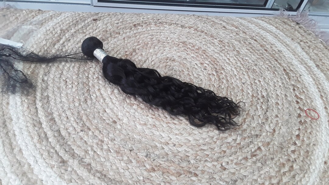 Brazilian Virgin Human Hair Water Waves Bundles Natural Colour 1b 18inches 100g Machine Weft ...