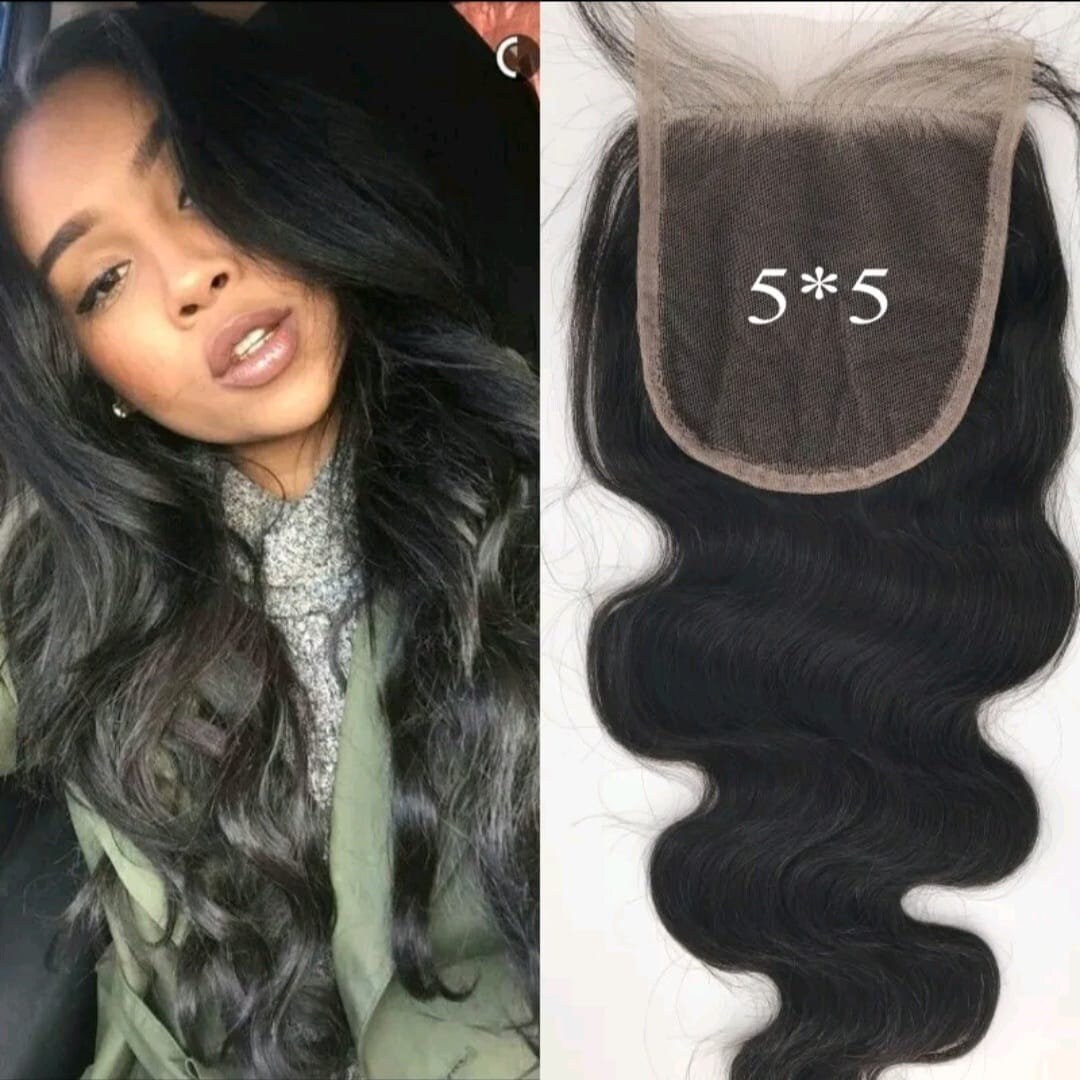 12A Peruvian Virgin Human Hair Body Waves 5X5 Widerlace Closure 16inch ...