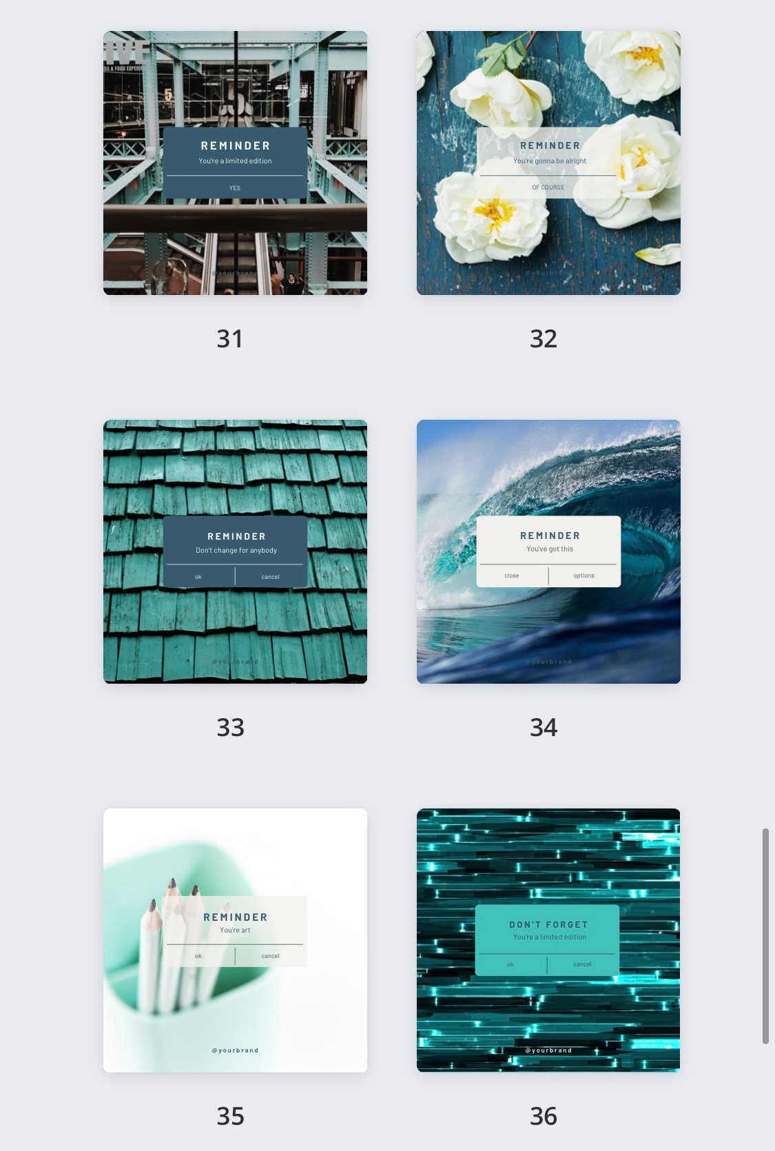 Teal Social Media - Notifications and Reminders 50-pack - Customizable ...