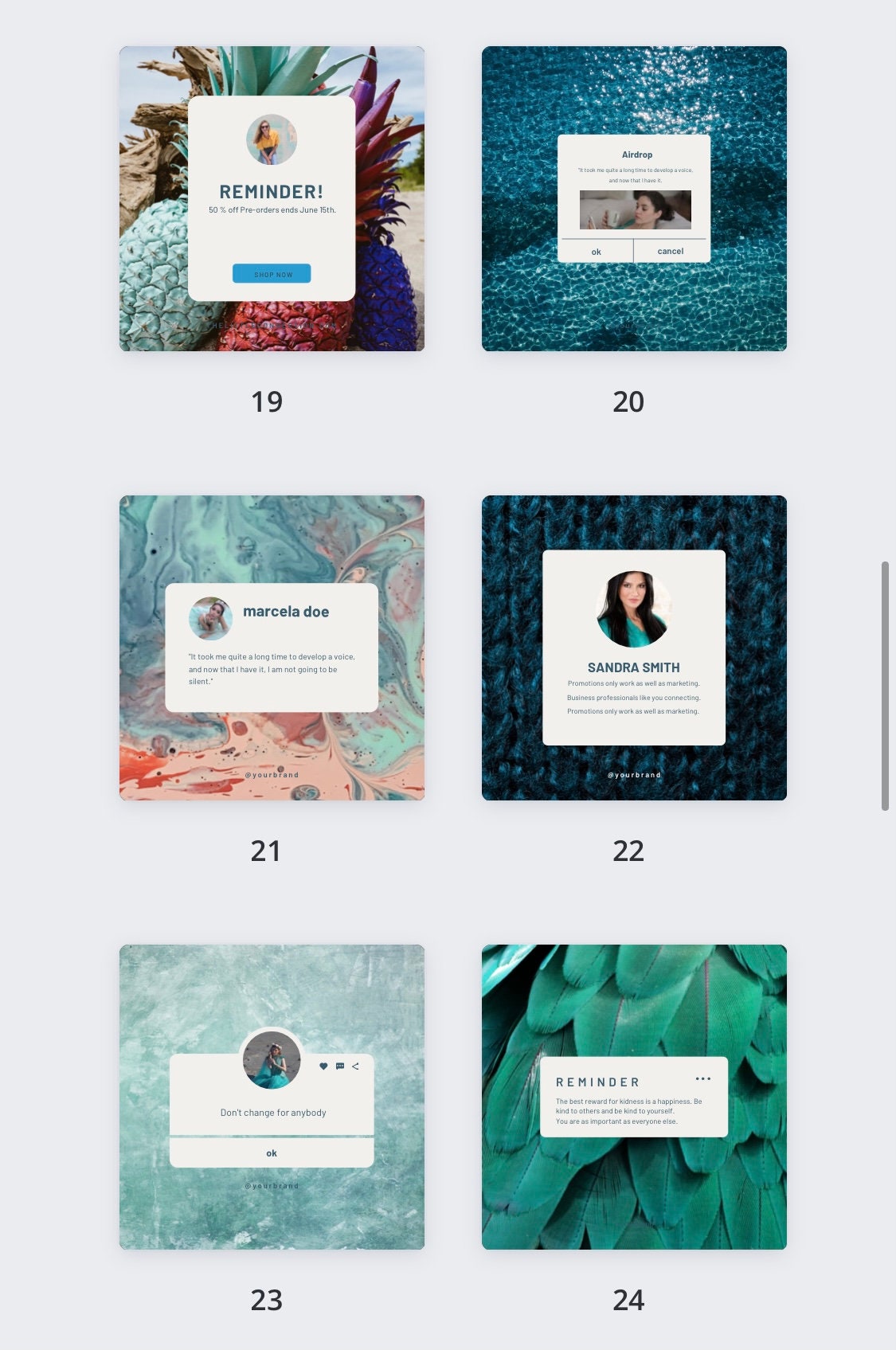 Teal Social Media - Notifications and Reminders 50-pack - Customizable ...