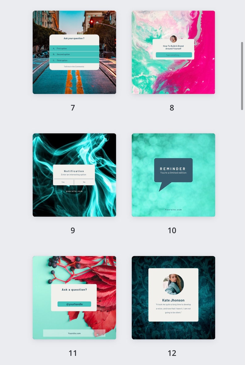 Teal Social Media - Notifications and Reminders 50-pack - Customizable ...