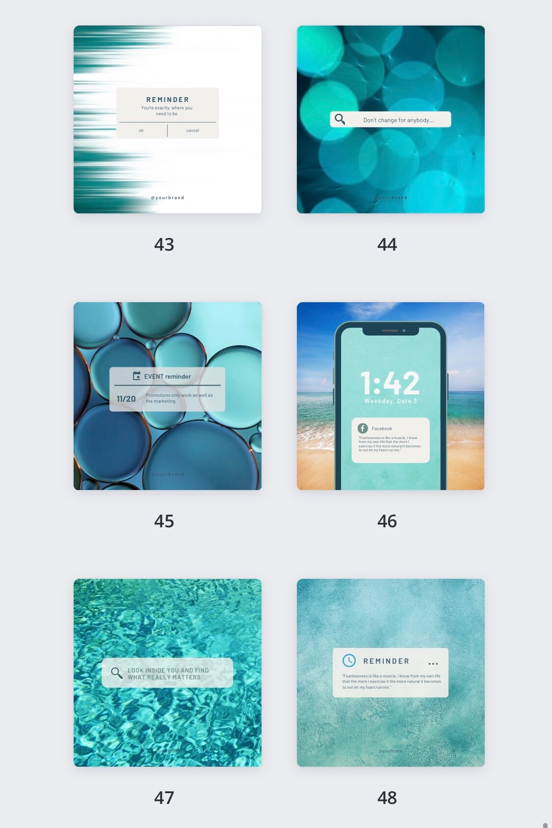 Teal Social Media - Notifications and Reminders 50-pack - Customizable ...