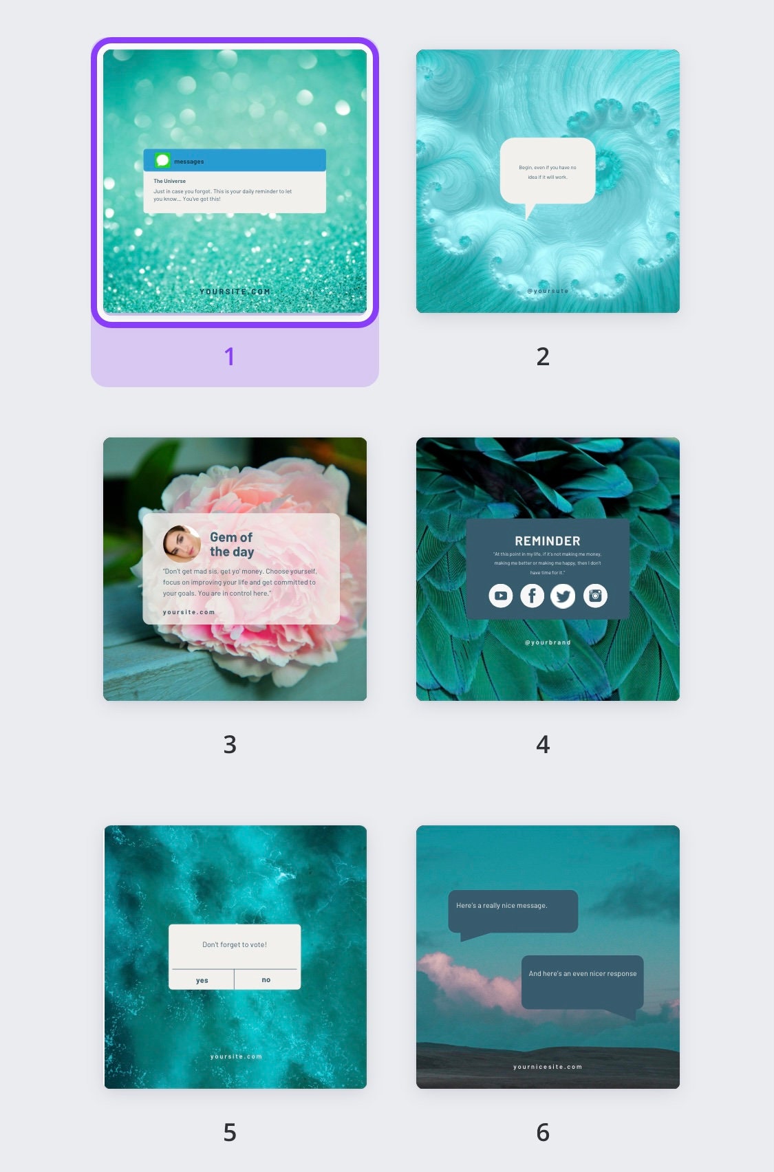 Teal Social Media - Notifications and Reminders 50-pack - Customizable ...
