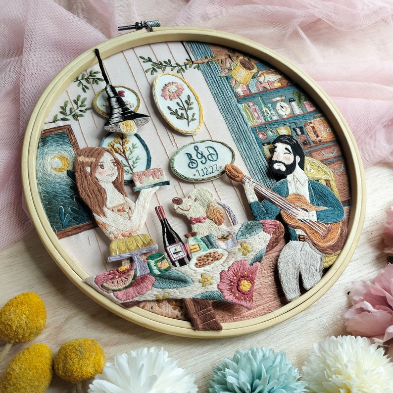 Custom Embroidery Portrait From Photo, Personalized Gift for Her ...